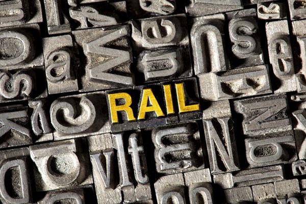 Old lead letters forming the word 'RAIL' - Photo12-imageBROKER-Florian ...