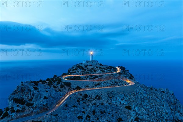Cap Formentor evening night lighthouse sea text free space travel ...