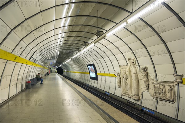 Lehel underground station with medieval relief - Photo12-imageBROKER ...