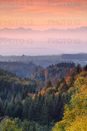 Autumn sunrise with fog over the hilly midlands - Photo12-imageBROKER ...
