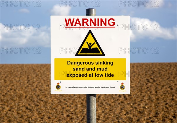 Sign warning of dangerous sinking sand and mud at low tide - Photo12 ...