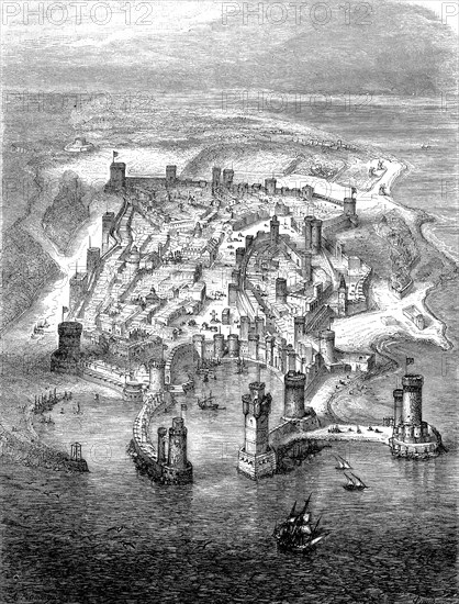 Town and harbour on the island of Rhodes c. 1760 - Photo12-imageBROKER ...