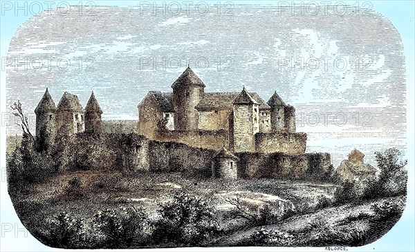 Ruined castle of Charolles in the department of Saone-et-Loire in the ...