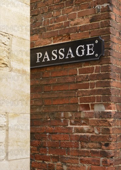 Passage Sign on a Passageway between university buildings leading to ...