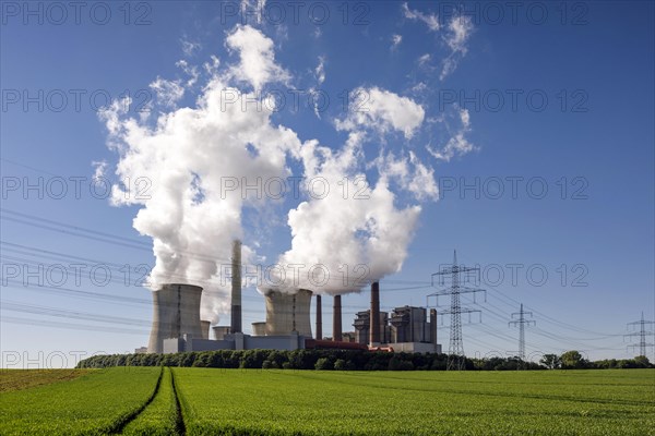 Neurath lignite-fired power plant in the Rhenish coalfield, fields ...