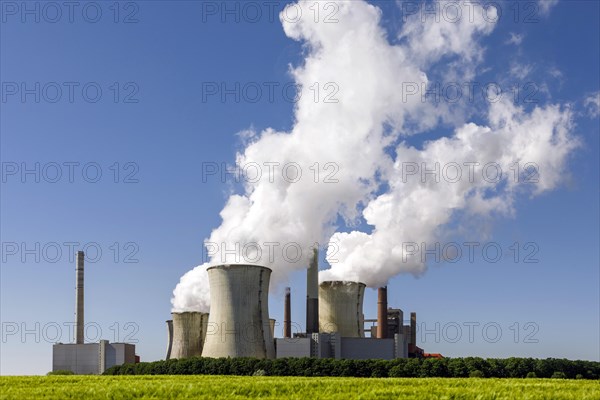 Neurath lignite-fired power plant in the Rhenish coalfield, fields ...