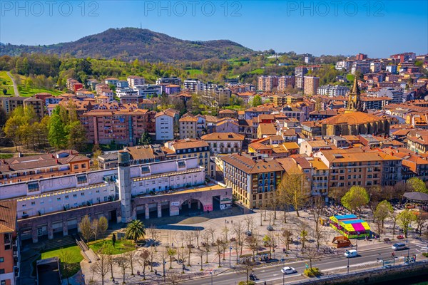Aerial view of the Errenteria city skyline from above. Gipuzkoa ...