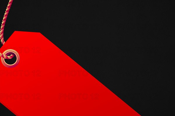 Illustration of red paper tag on black background - Photo12-imageBROKER ...