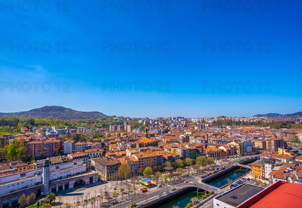 Aerial view of the Errenteria city skyline from above. Gipuzkoa ...