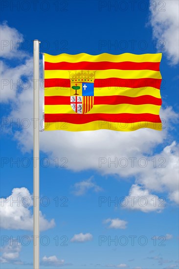 The flag of Aragon, Spain, Studio, Europe - Photo12-imageBROKER-McPHOTO ...