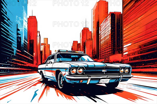 Illustration painting police car american style, AI generated - Photo12 ...