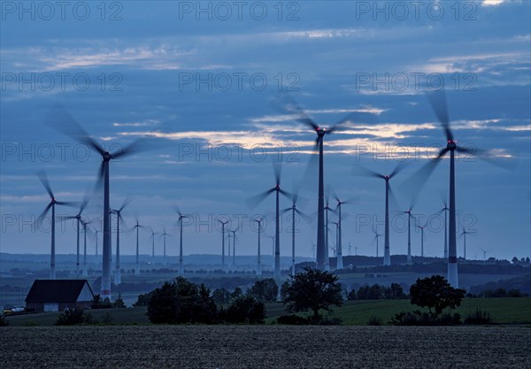 Wind farm, south of the village of Helmern, belongs to Bad Wünnenberg ...