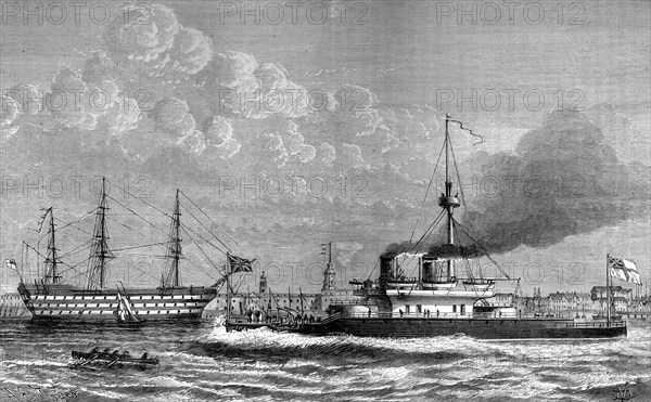 Nelson's Victory, 1800, and the Devastation, 1875, (c1880).Artist: HE ...